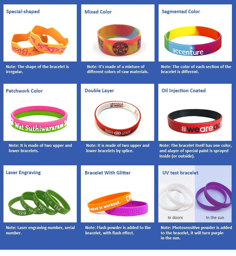 UV Light Colour Change Wristband,Silicone bands