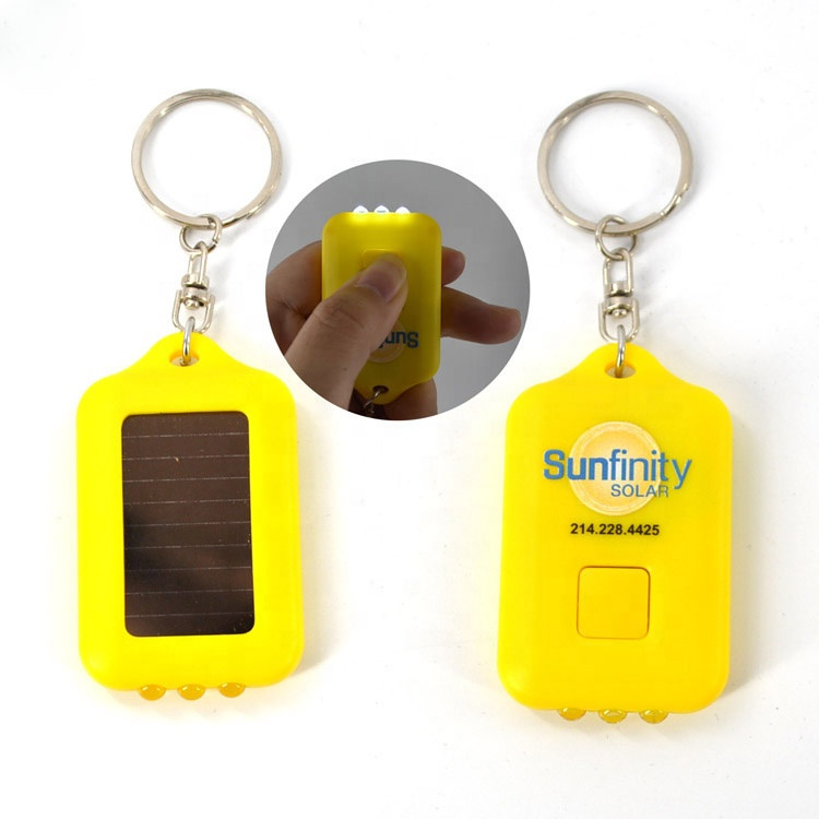 Solar Power Flashlight Key Chain,Plastic Keyrings